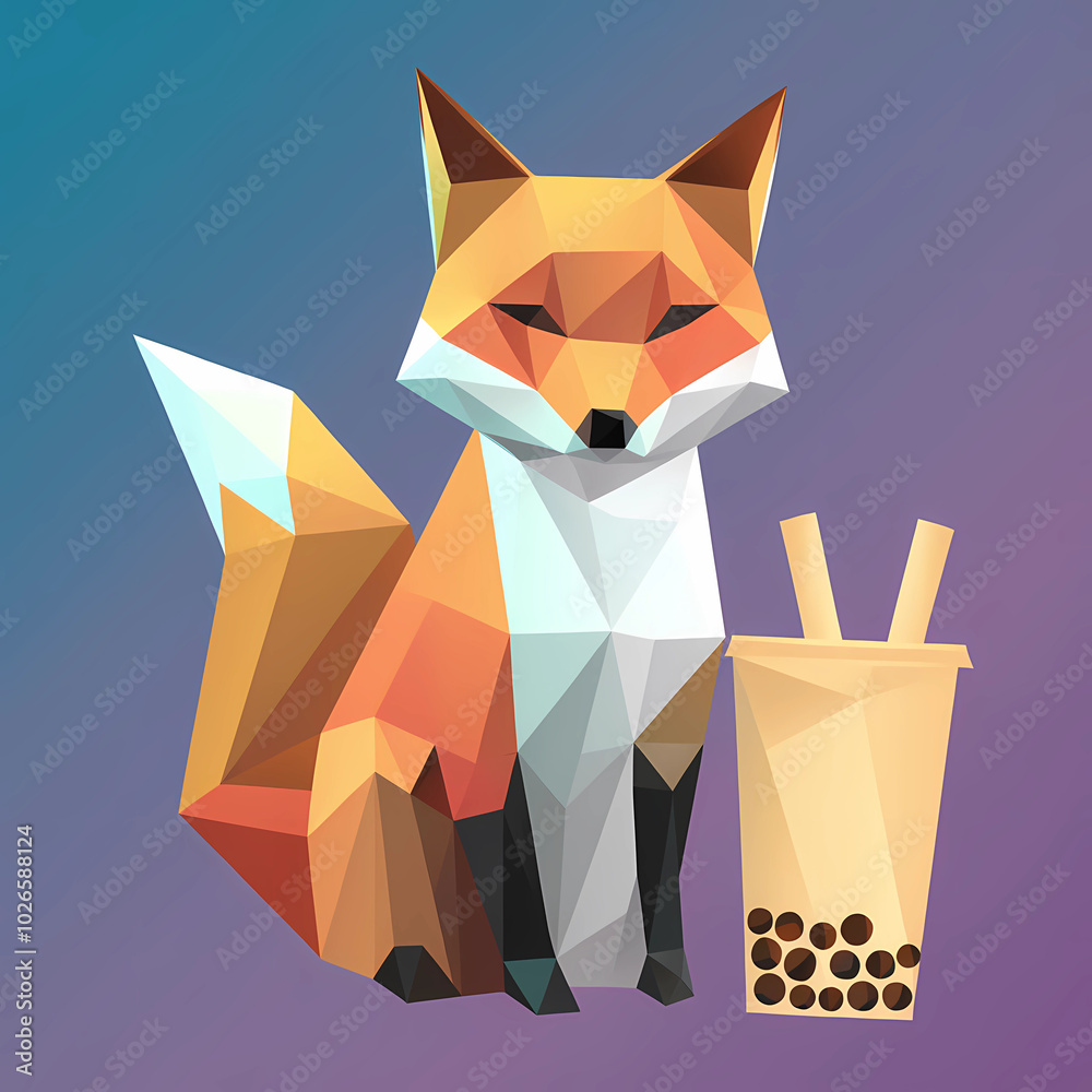 Fox Animal Bubble tea Boba Foxes Tea Asian Japanese wild predatory fur ...