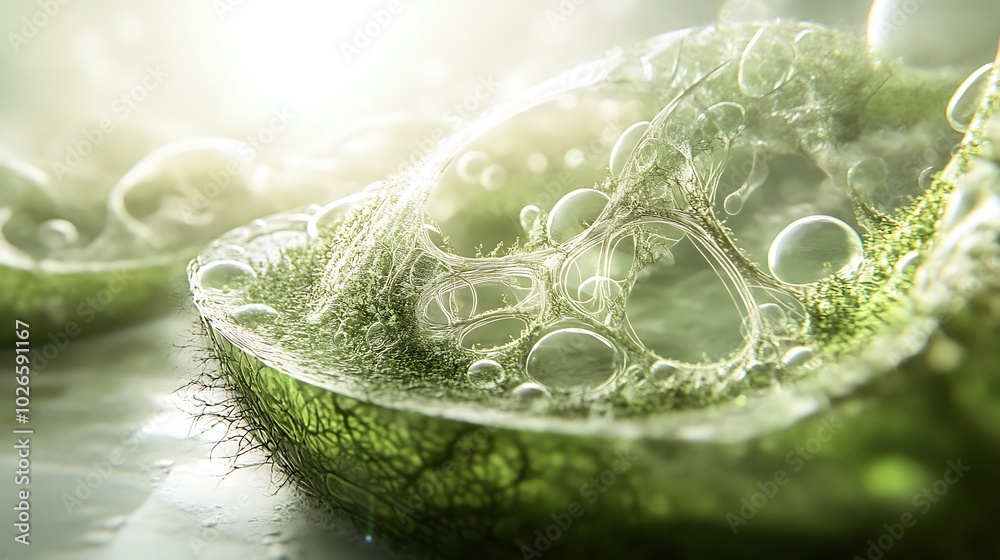 A digital biology model demonstrating the process of photosynthesis and ...