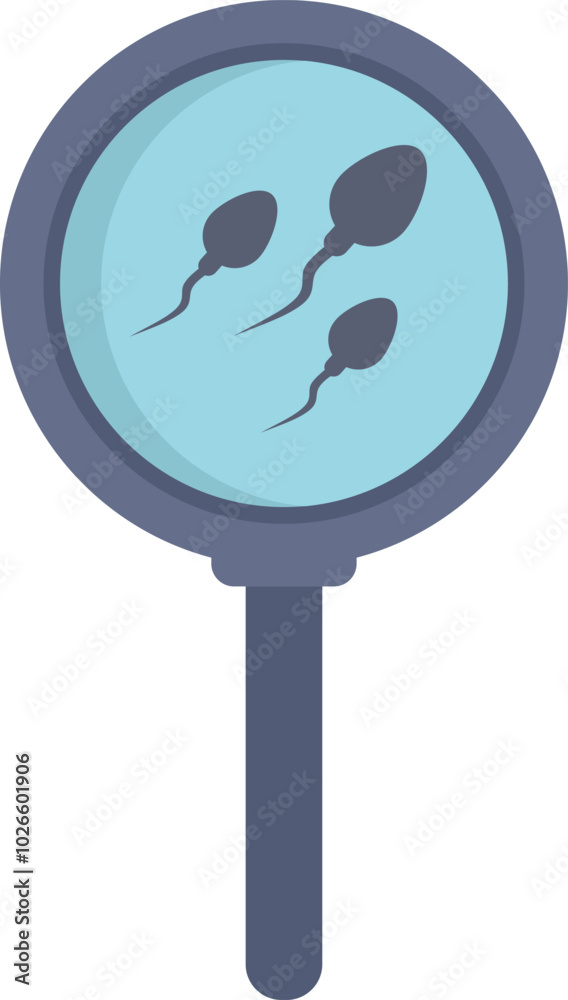 Magnifying glass showing sperm cells swimming, representing male ...