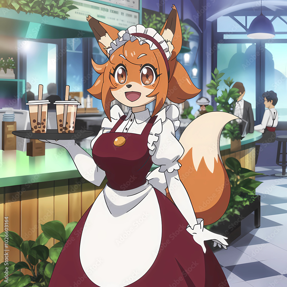 Fox Animal Bubble tea Boba Foxes Tea Asian Japanese wild predatory fur ...