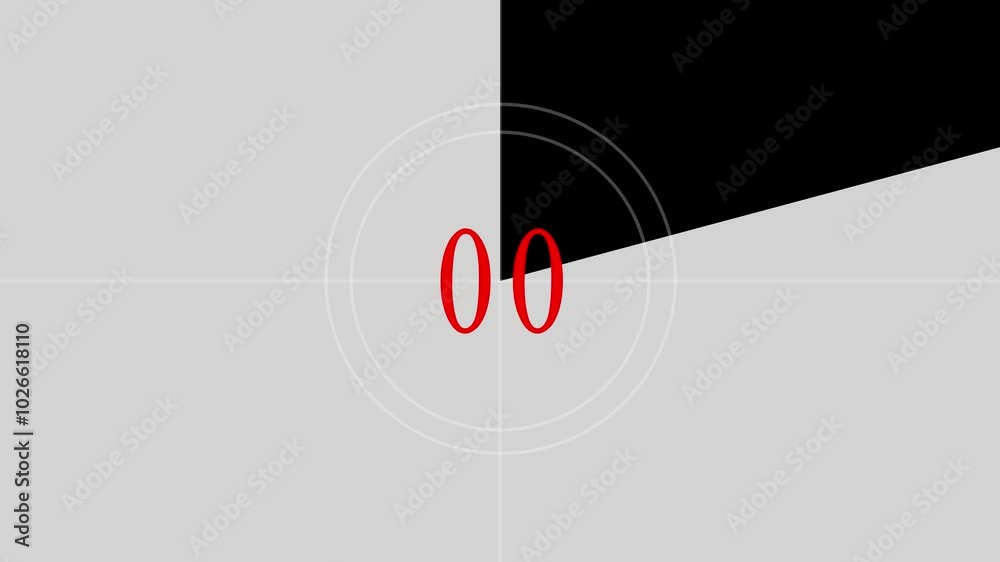 black background Old movie countdown timer vertical resolution. 5 ...