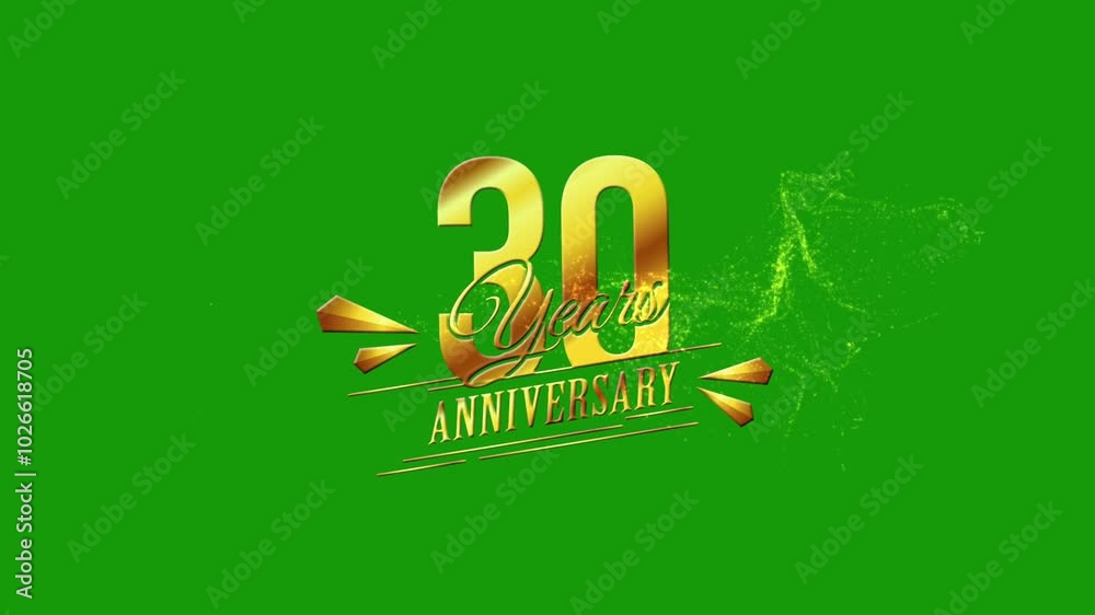 30 Years Anniversary, Happy 30th Anniversary Text Animation, Green ...