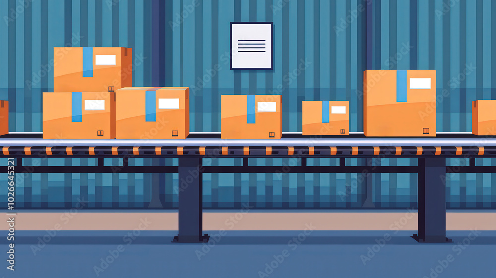 Efficient Fulfillment Hub, vibrant flat design showcasing a busy ...