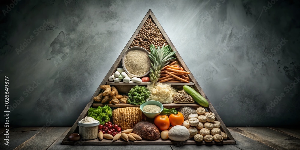 Food Pyramid Vector Illustration Featuring Bread and Cereals for Health ...