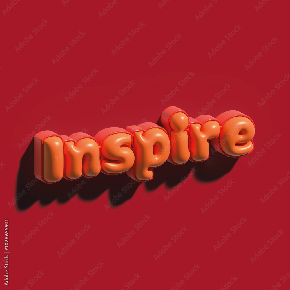 The word inspire, crafted in bold, rounded 3D letters, captures ...
