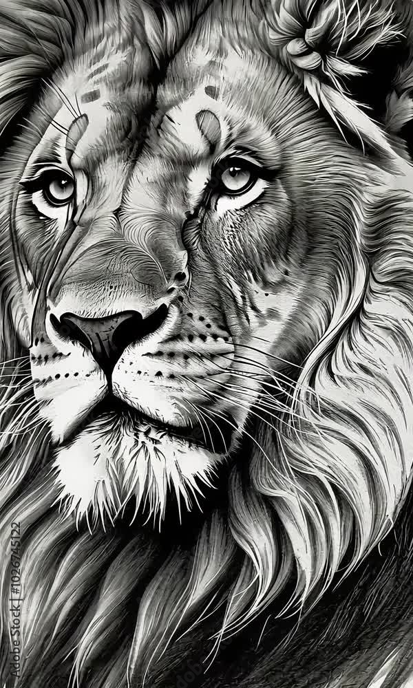 wildlife illustration lion animal drawn strong dangerous safari lion ...