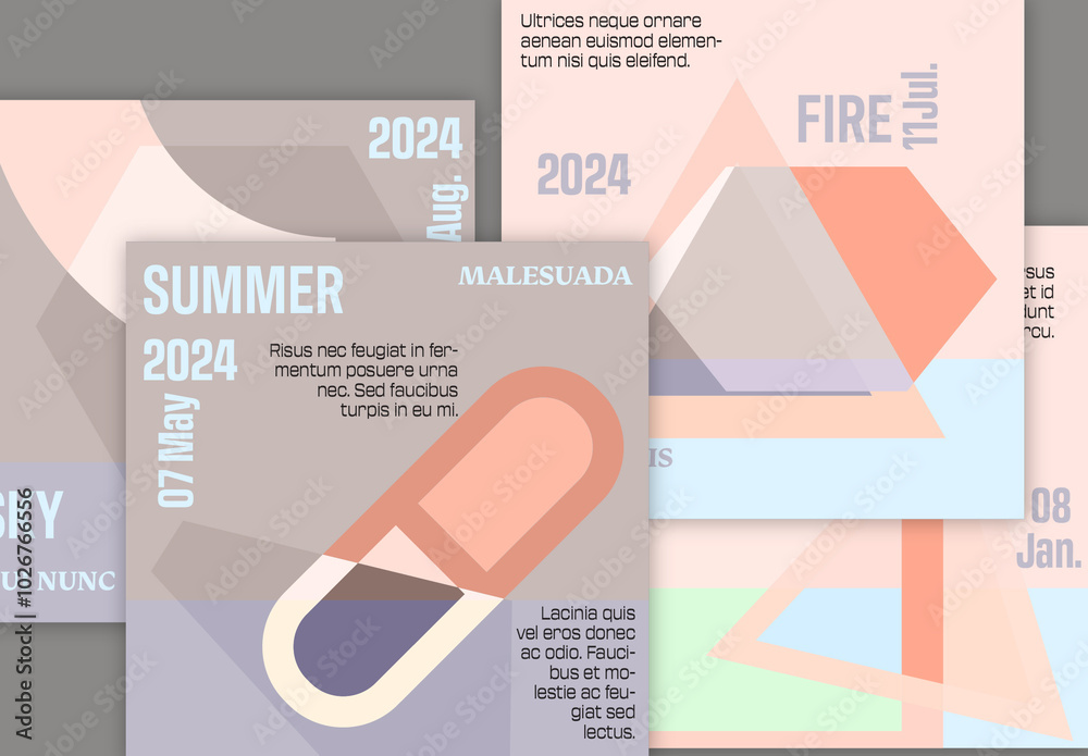 Social Media Square Post Layout Simple Overlapping Geometrical Shapes ...