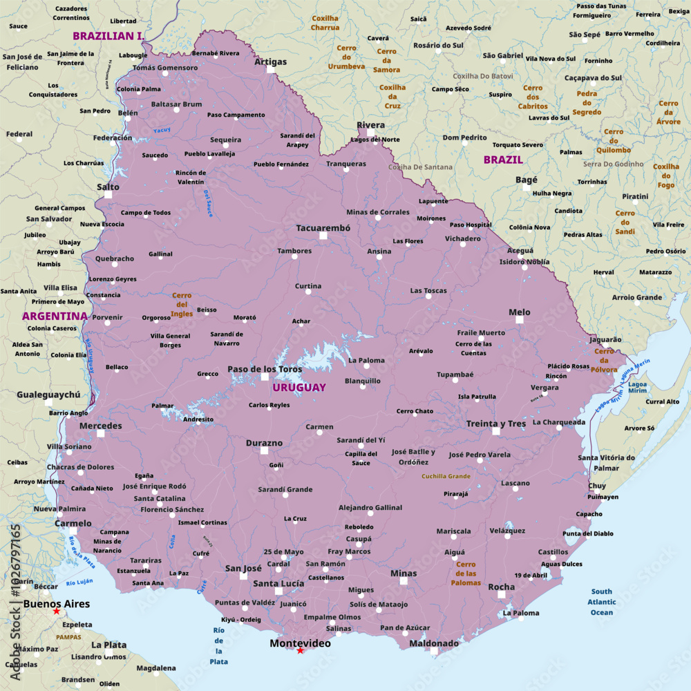 Simple political map of Uruguay Stock Vector | Adobe Stock