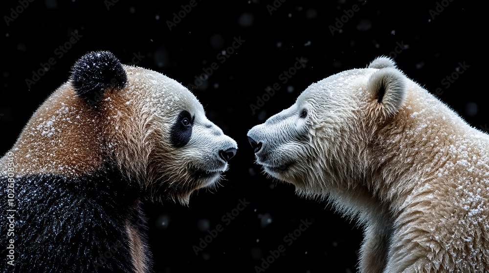 a panda and a polar bear facing each other symbolizing the comparison ...