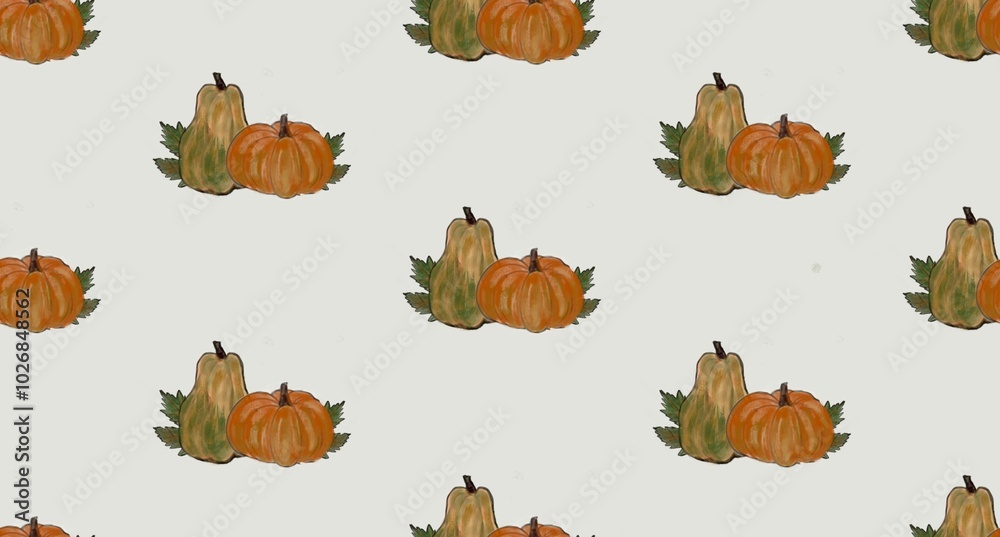 Colorful Flat Halloween pumpkin seamless pattern design cartoon style ...