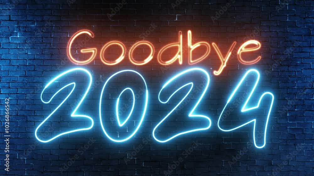 Goodbye 2024 text font with light. Luminous and shimmering haze inside ...