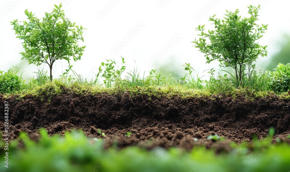 longitudinal section of the grass, there is a layer of grass above, and ...