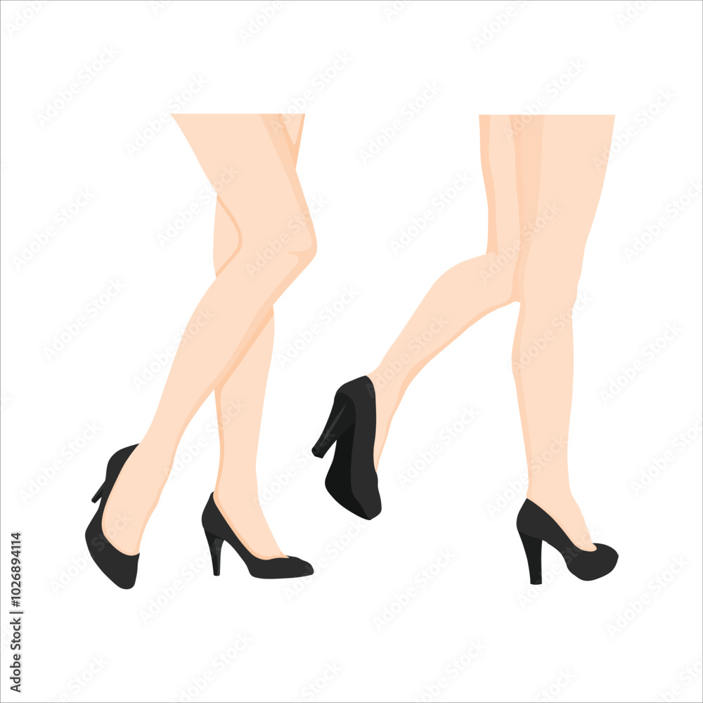 Vector illustration sets of female leg in cartoon flat style. Woman ...