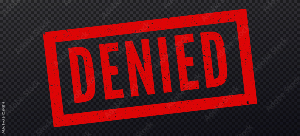 Denied red stamp with texture isoalted on transparent background ...