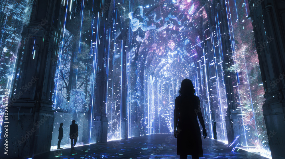 Digital art installations illuminating the night at a tech-forward ...