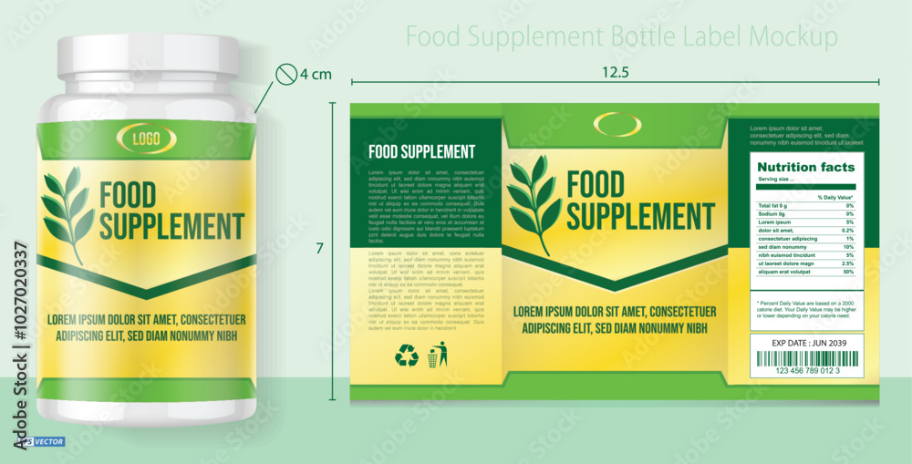 Illustration of Medicine Bottle Label Mockup. equipped with a phi ...