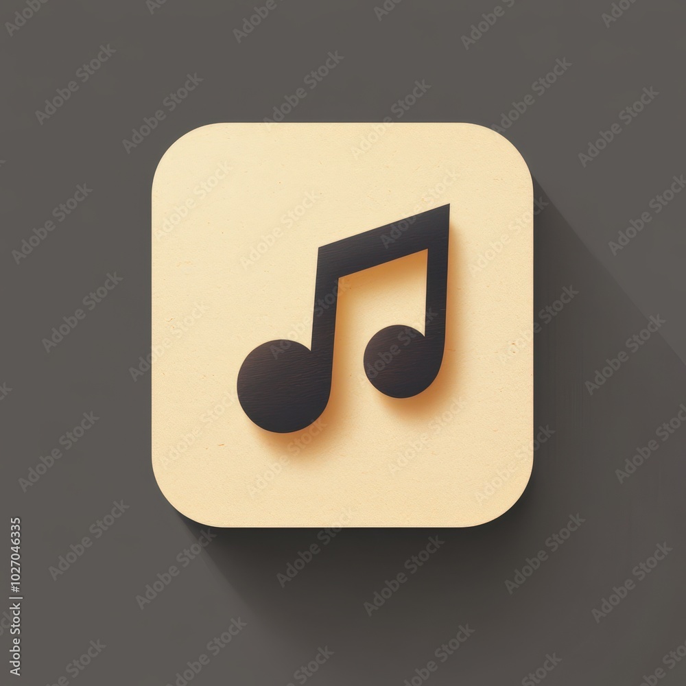 Stylized music note icon on a textured background, perfect for audio ...