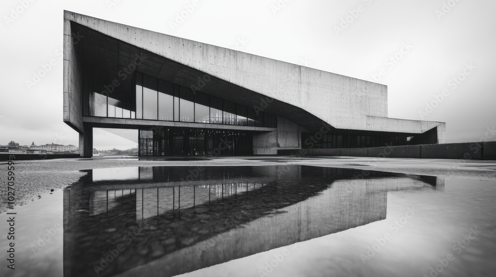striking brutalist public library featuring geometric shapes and modern ...