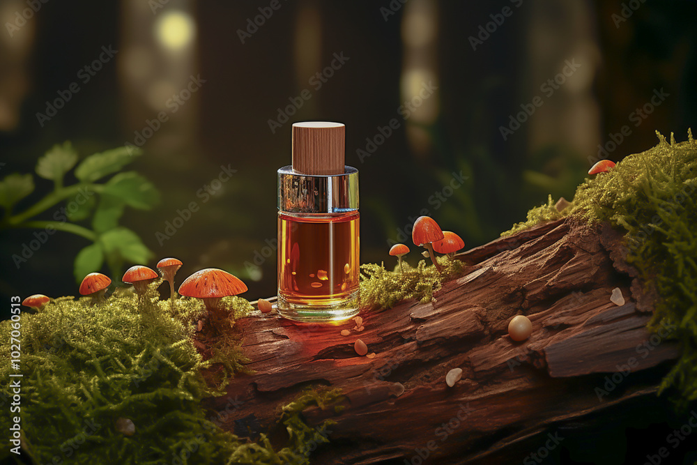 cosmetic ingredient Pycnogenol or Pinus pinaster in dark bottle stands ...