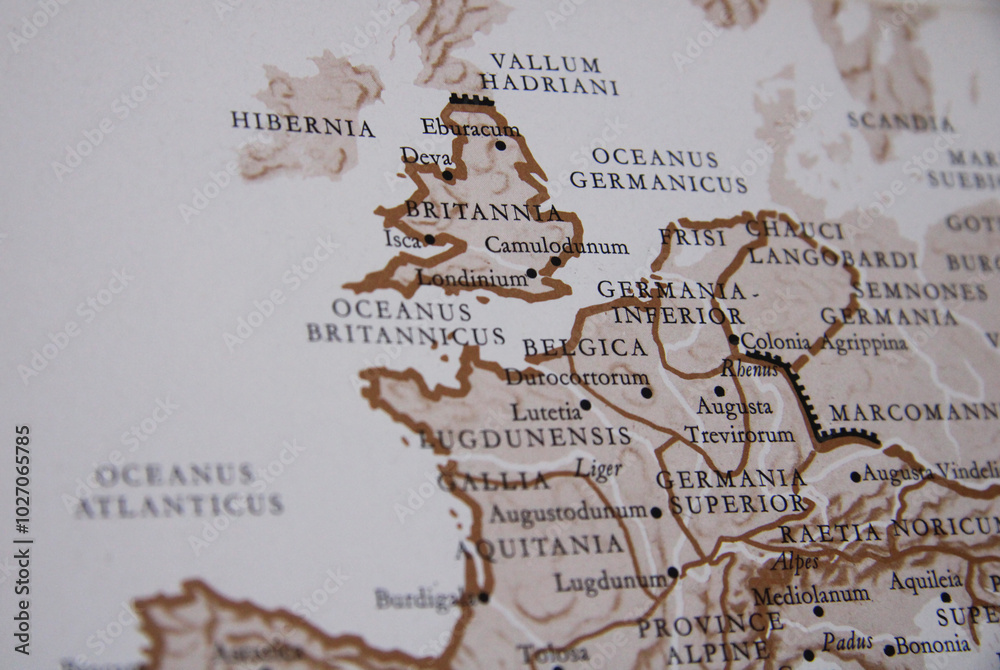 A detailed historical map of ancient Britannia and surrounding areas ...