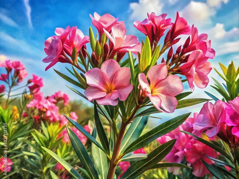 Watercolor Oleander Set - Vibrant Generative AI Artwork for Nature ...