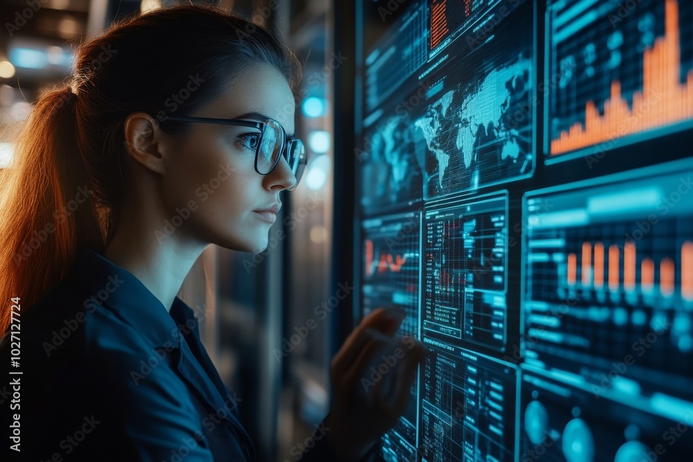 Data Analyst Using Data Analytics KPI, Generative AI Stock Photo ...