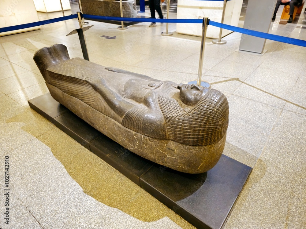Cairo, Egypt, October 6 2024: Ancient coffin in The National Museum of ...