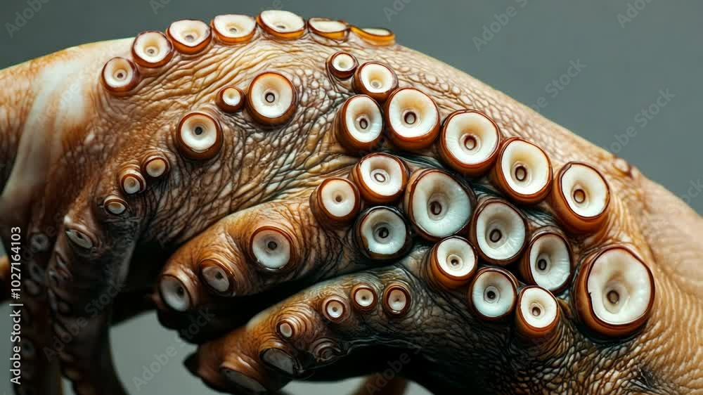 A close-up of an octopus tentacle with its suckers visible Stock Video ...