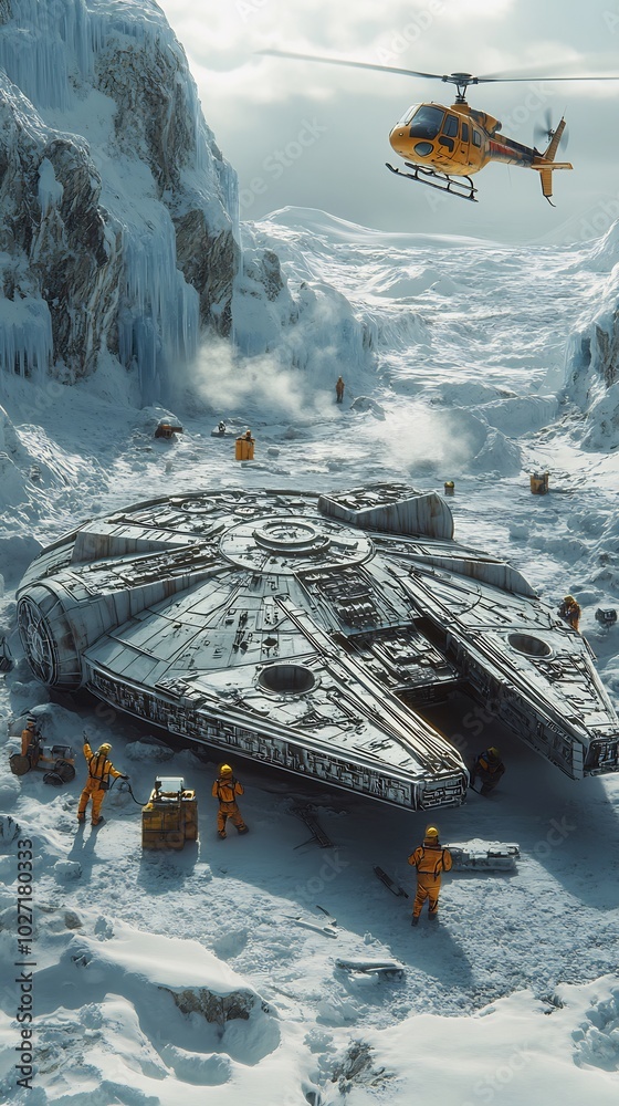 Ultrarealistic 3D photograph of the Millennium Falcon buried in a ...