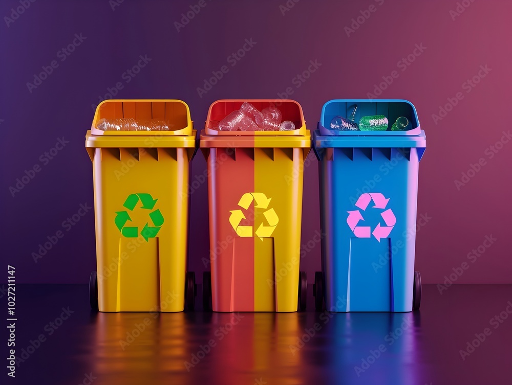 Designed Waste Bins for Categorized Trash Sorting and Recycling Stock ...
