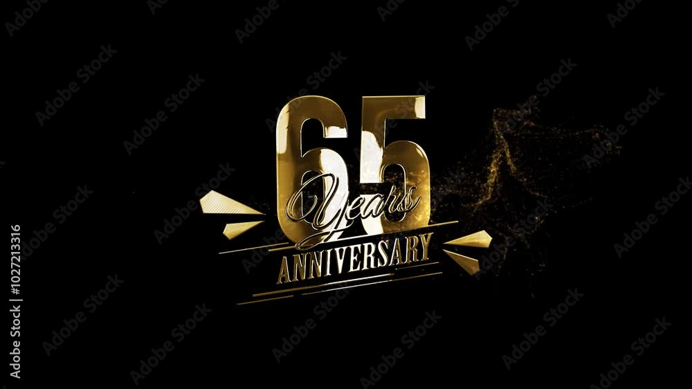 Golden Happy Anniversary Text Animation, 65 Years Happy Anniversary, 65 ...