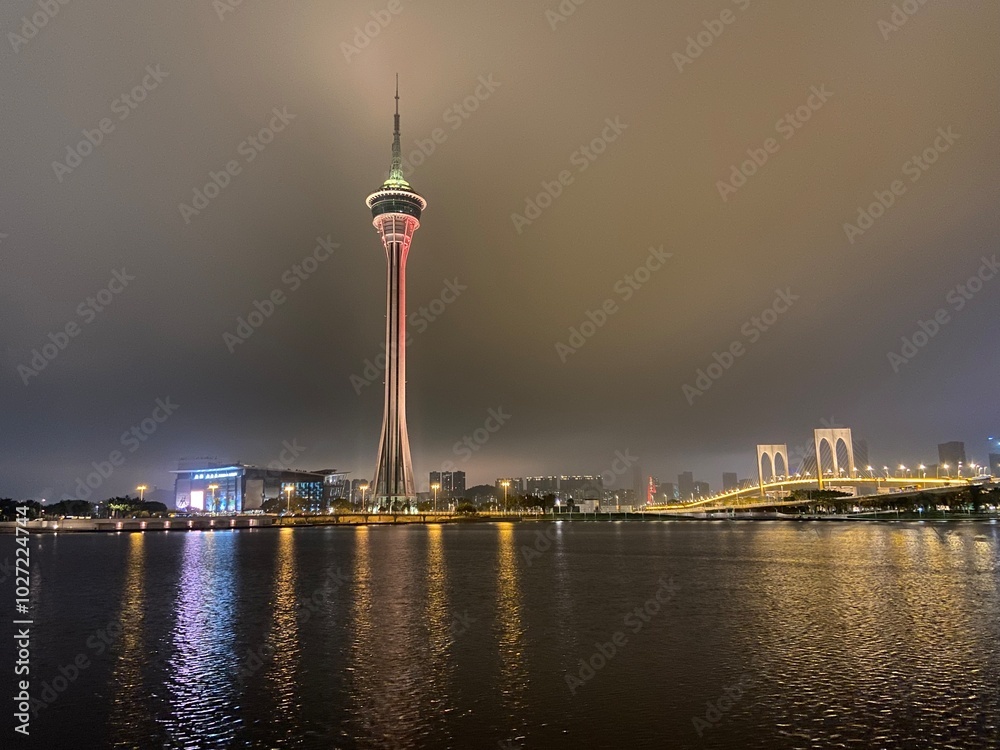 Macau Tower, Macao Tower, Sai Van bridge, Sai Van Lake, Ponte de Sai ...