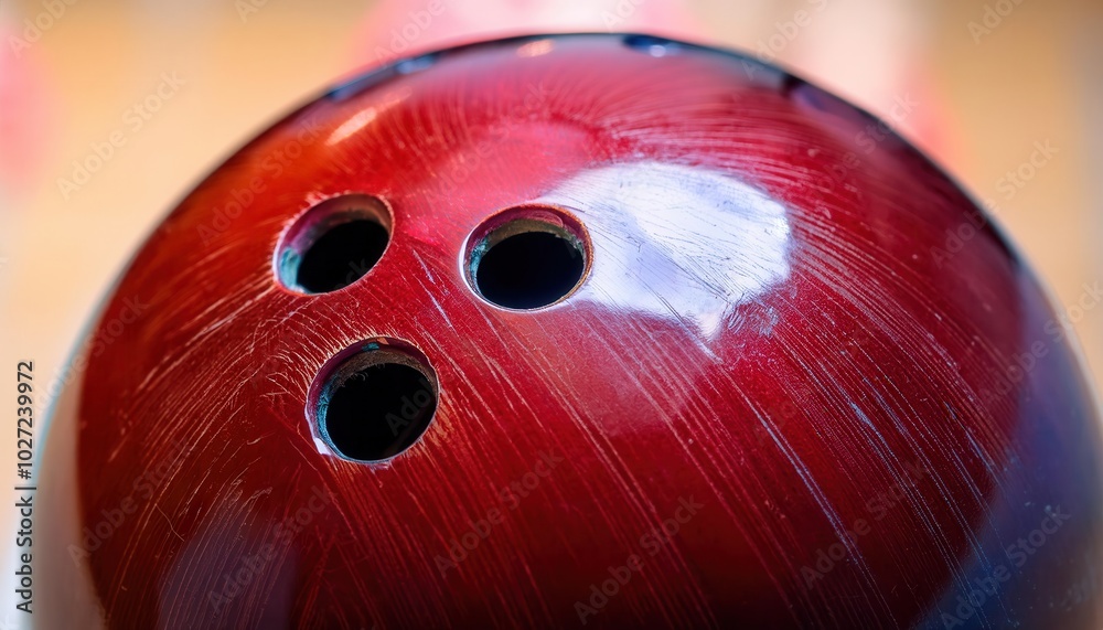 Close-up of Vibrant Bowling Ball Surface with Finger Holes Highlighting ...