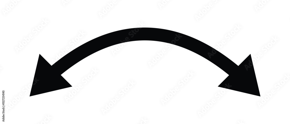 Dual sided arrow Vector. Semicircular curved wide short double ended ...