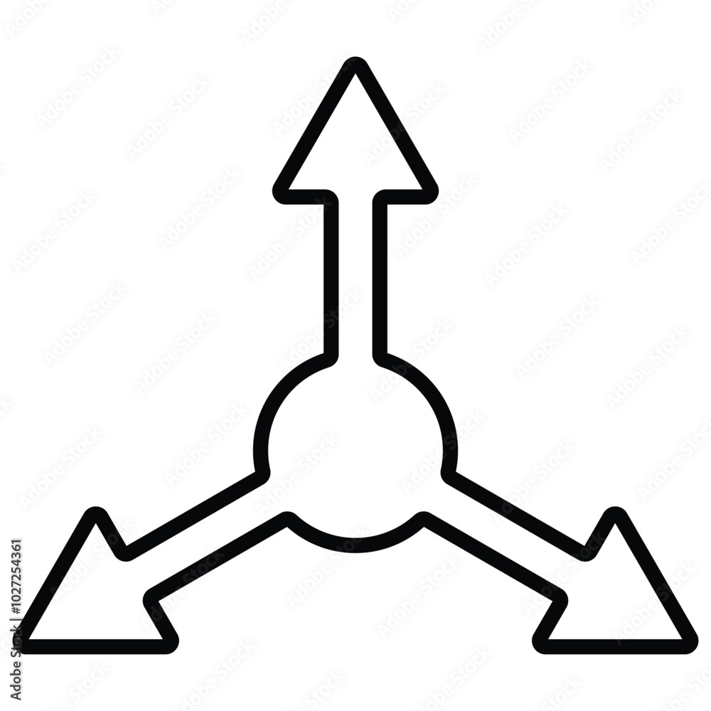 3-way arrow on white background, three side arrow. vector illustration ...
