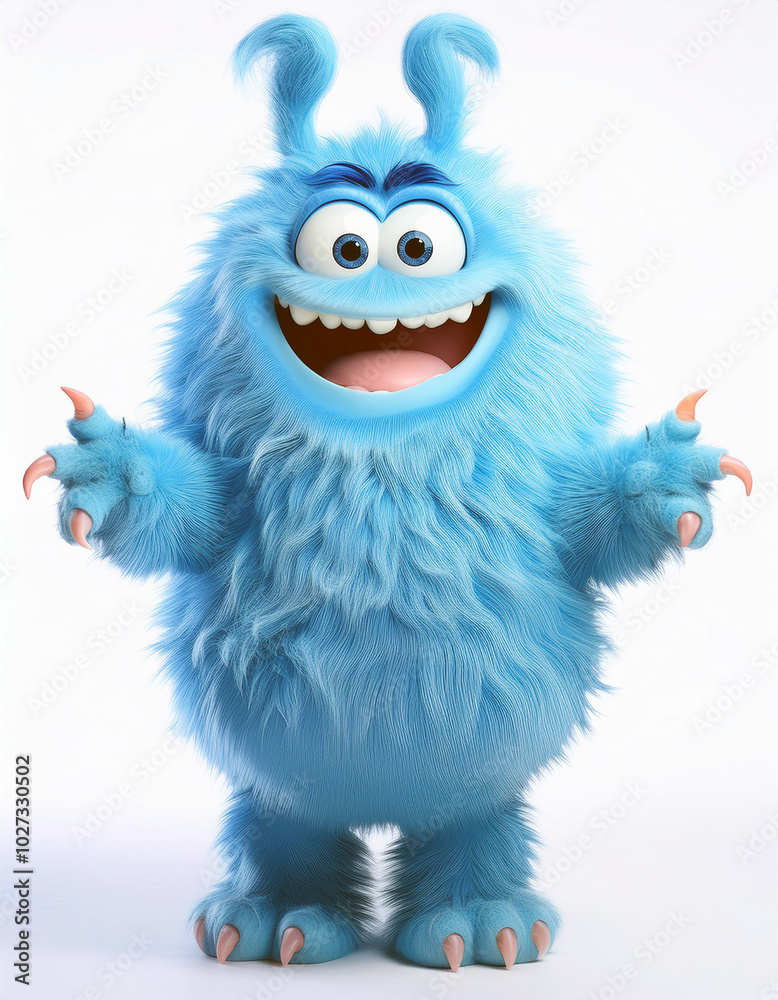 Meet Boo, the happiest fluffy blue monster! He's got claws, a big smile ...
