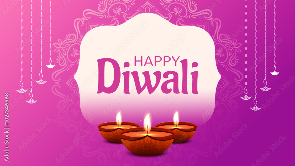 Happy Diwali - Clay Diya lamps lit during Diwali, Hindu festival of ...