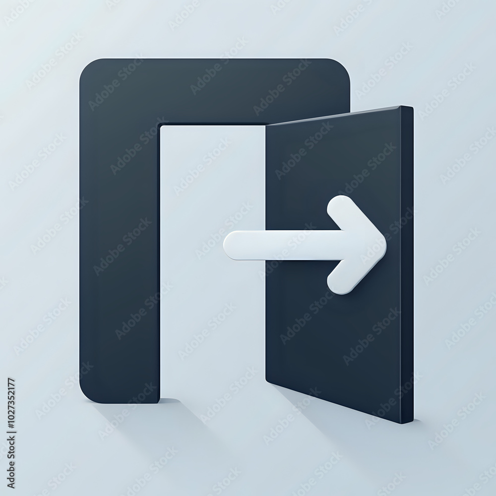 Design a log-out icon featuring an arrow pointing rightward, emerging ...
