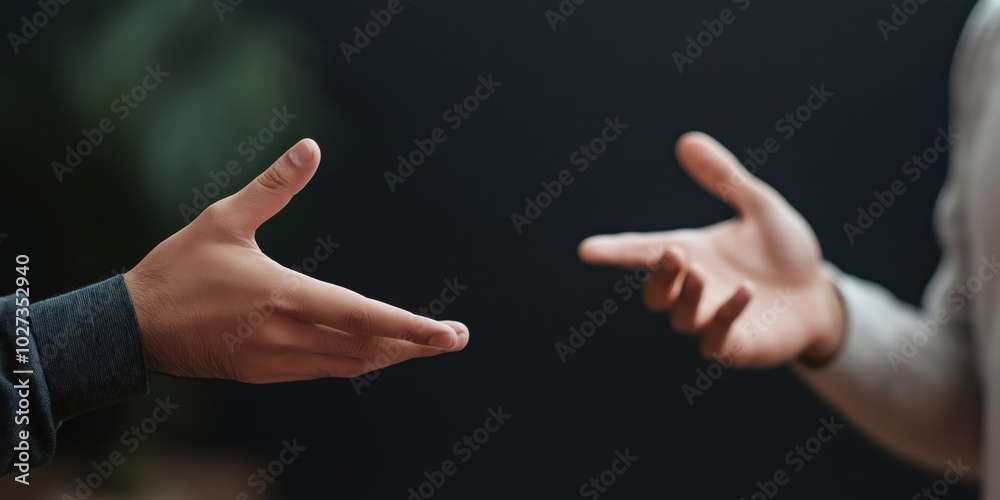 Two pairs of hands positioned in discussion, expressing emotions ...