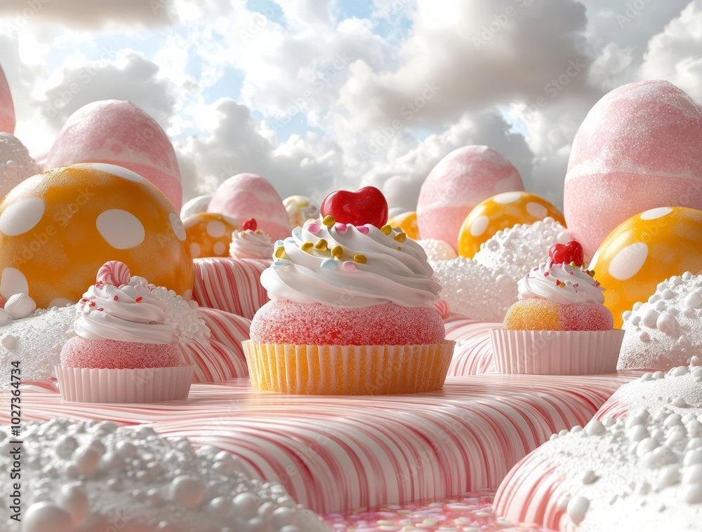 hyper realistic photo of Candy land bonbons, 3d render , copy space ...