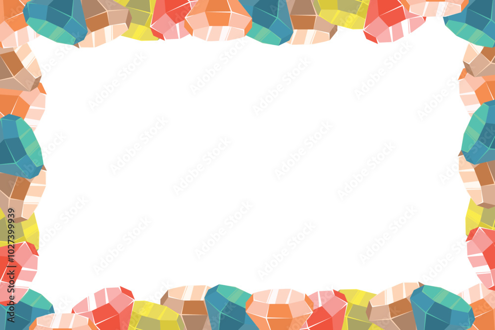 Flat vector illustration of a frame made of crystals, rubies. Colored ...