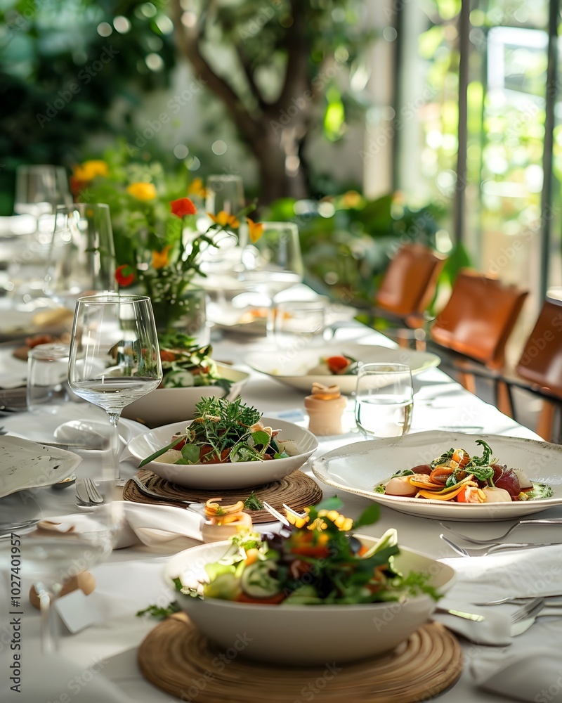Elegant Dinner Table Set with Plant Based Sustainable Dishes ...