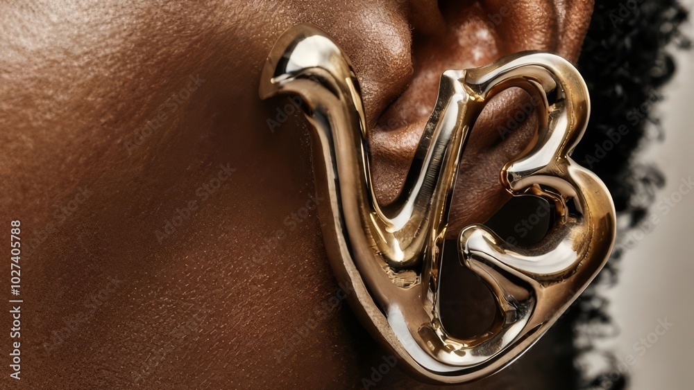 vertically. Fashion model on a black background with a large shiny ...