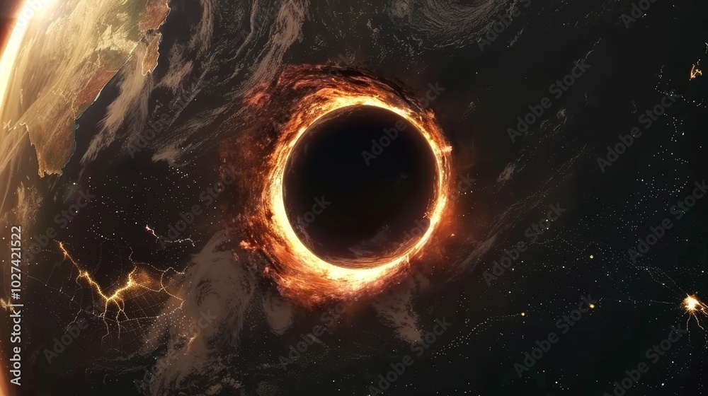 Astonishing image of earth being consumed by a giant black hole ...