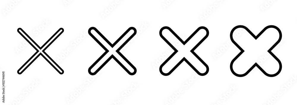 Line vector graphics of multiplication sign without fill ...