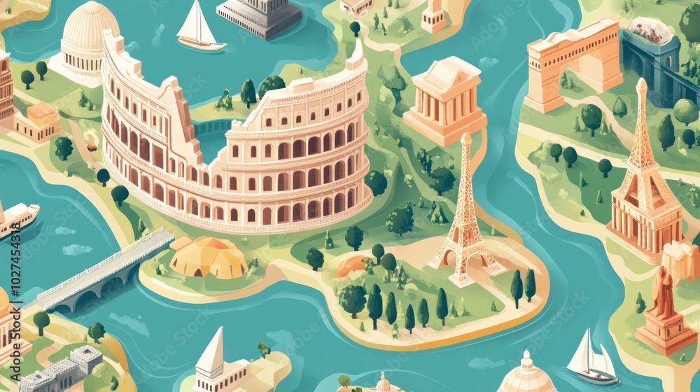 Travel guide vector illustrations, featuring maps, tourist tips, and ...