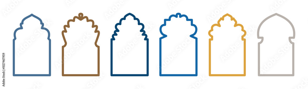 Set of Islamic frames shapes badges. set of Islamic Bagde. Arab frame ...