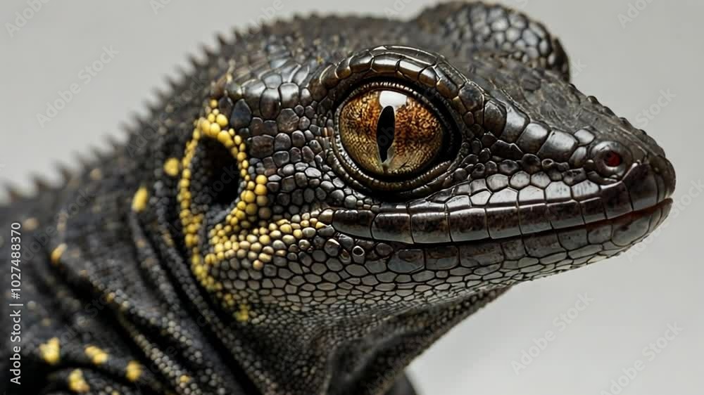 Black gecko on white. Rough-scaled, long-bodied with a curved tail ...