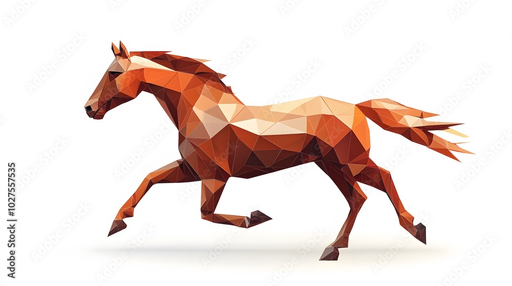 Low-poly geometric horse, full-body, constructed from interlocking ...