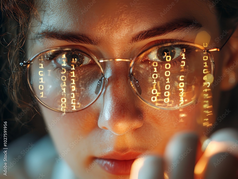 Researcher working on quantum cryptography, with digital locks and ...